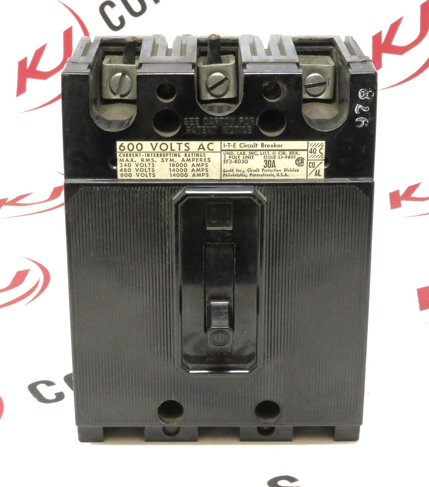 Siemens ITE EF3-B030 30A 3-Pole 600V Circuit Breaker Bolt-On (Some Cas